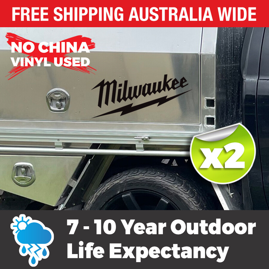 2 x MILWAUKEE Sticker Decal Toolbox Windshield Ute Car Tradie M18 M12 ...