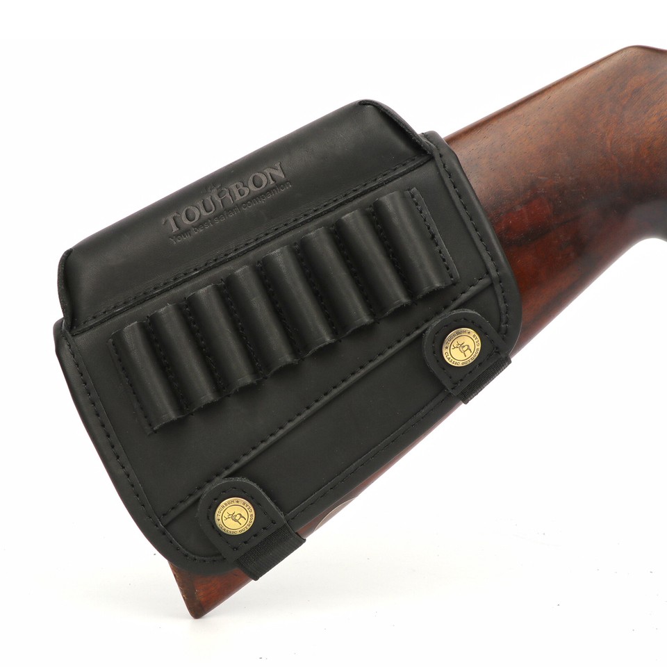 TOURBON Leather Shooting Rifle Cheek Rest Comb Riser Ammo Holder Cover ...
