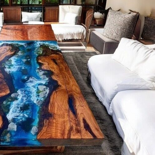 Unique Epoxy Resin Ocean Wave Table for Coastal and Beach-Themed ...