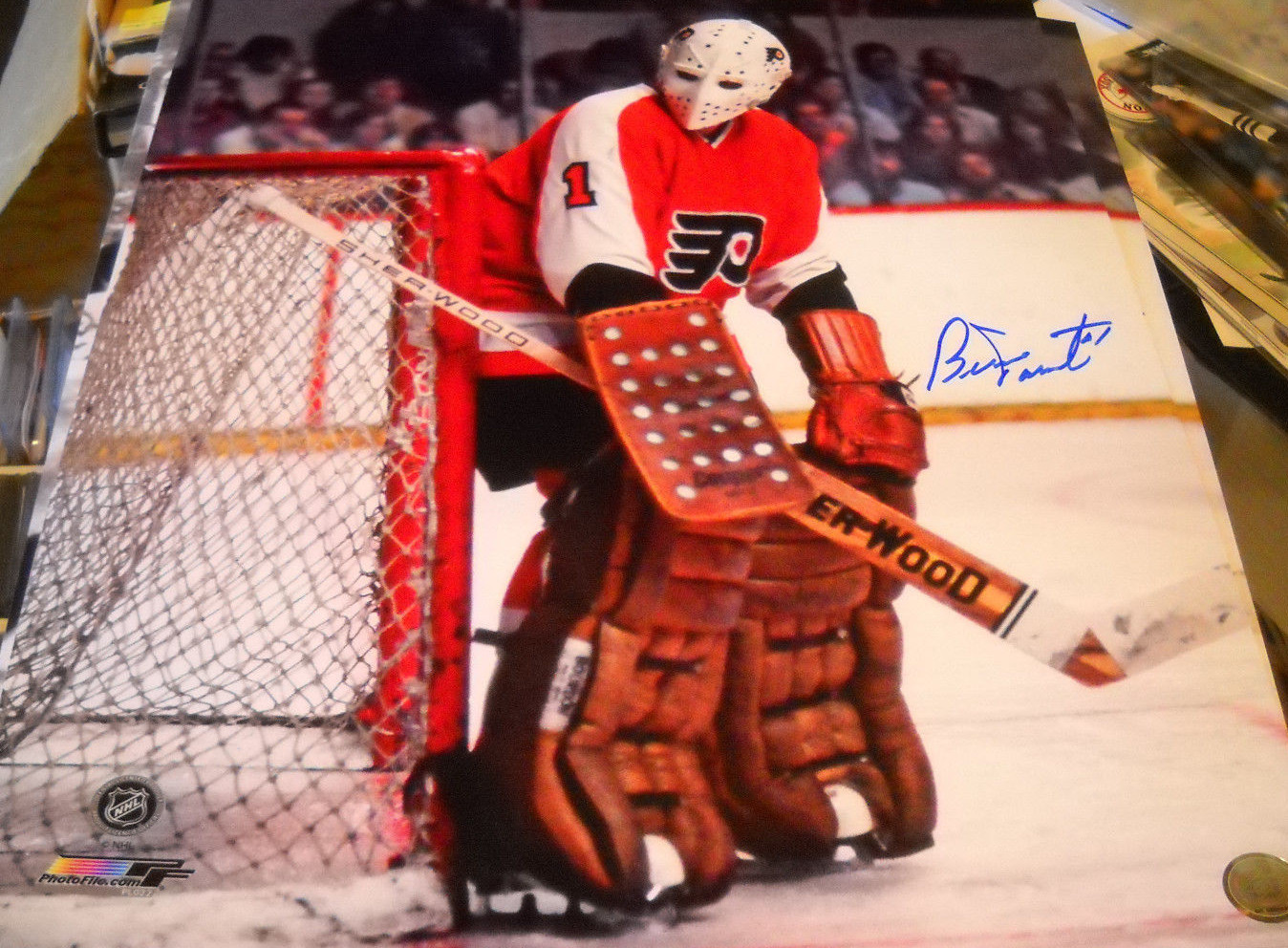 BERNIE PARENT AUTOGRAPH SIGNED 16X20 PHOTO COA HUGGING THE CREASE ...