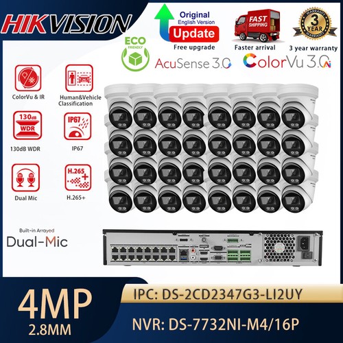 Hik 32CH 32MP NVR CCTV System Kit 4MP ColorVu 3.0+IR Turret IP Camera ...