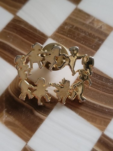 Signed CTPM Children Kids Hold Hands Dancing in a Circle Lapel Tack Pin ...