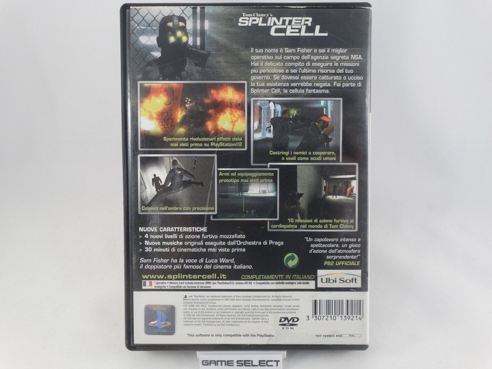 Tom CLANCY'S splinter cell 1 sony PS2 playstation 2 Pal - - Full Set ...