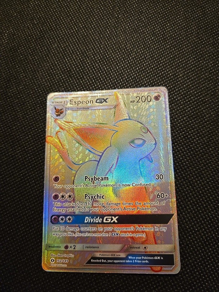 Espeon GX Sun & Moon Base Set 152/149 Pokemon Holo Secret Rare Rainbow ...