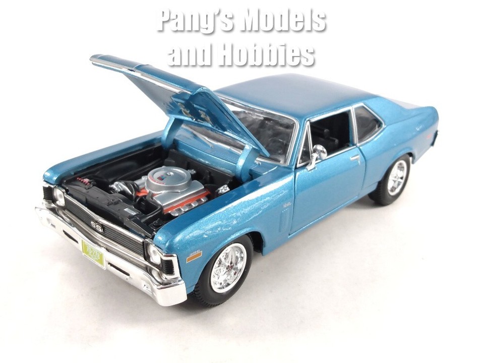 1970 Chevrolet Nova SS 1/24 Scale Diecast Car Model by Maisto - BLUE w ...