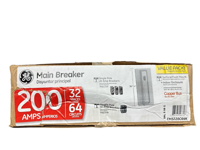 GE Indoor Main Breaker Panel 200A 32 Spaces 64 Circuits with Breakers ...