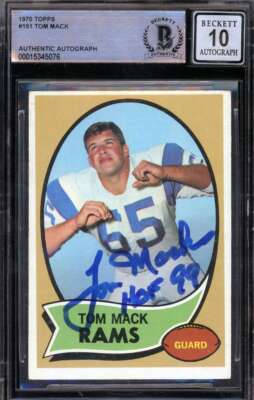 Tom Mack Gem Mint 10 Beckett BAS Signed 1970 Topps Autograph Rookie | eBay