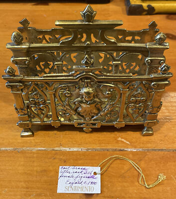 Antique Brass Letter Holder- England c. 1900- ornate polished rack ...