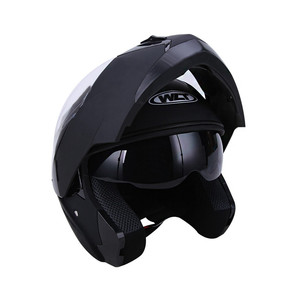 New LED Light Helmet Flip Up Full Face Dual Visor Racing DOT Motorcycle ...