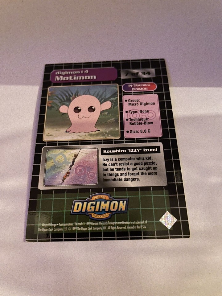 DIGIMON #4 Izzy & Motimon 7 of 34 Upper Deck Holo Card TCG Rare | eBay