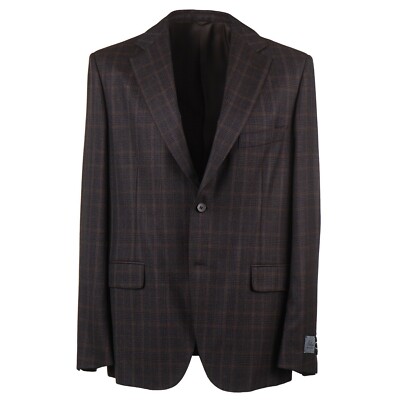 Belvest Slim-Fit Dark Brown and Rust Subtle Check Wool Sport Coat 46R ...