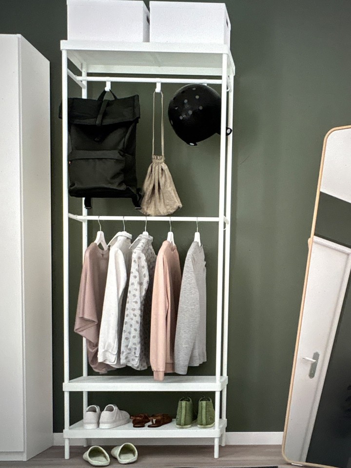 IKEA white contemporary open Coat Clothes rack + shoe storage unit ...
