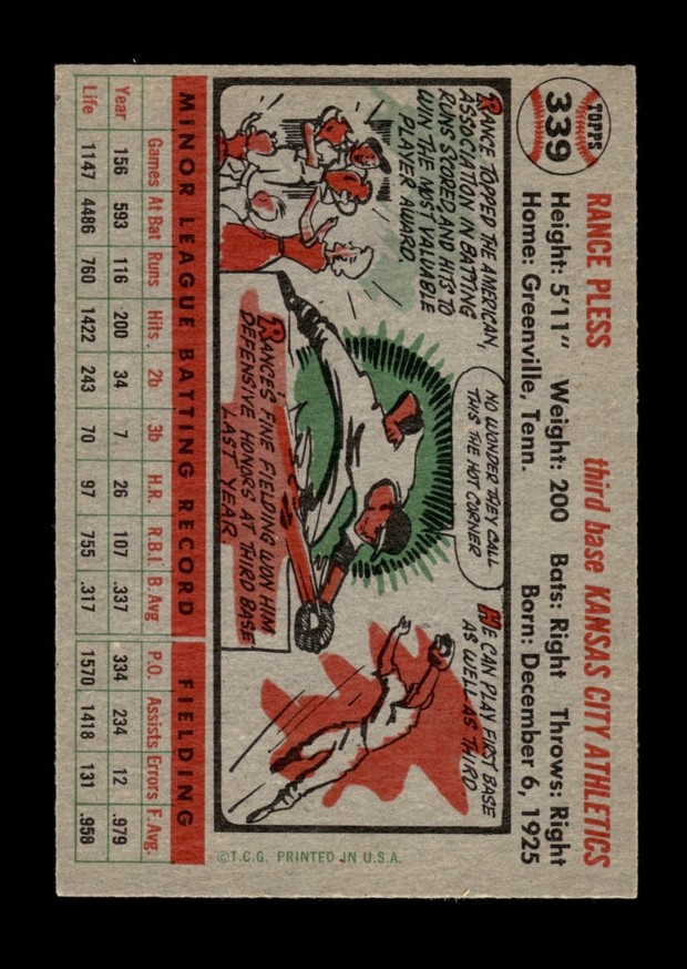 1956 Topps Set-Break #339 Rance Pless NR-MINT *GMCARDS* | eBay