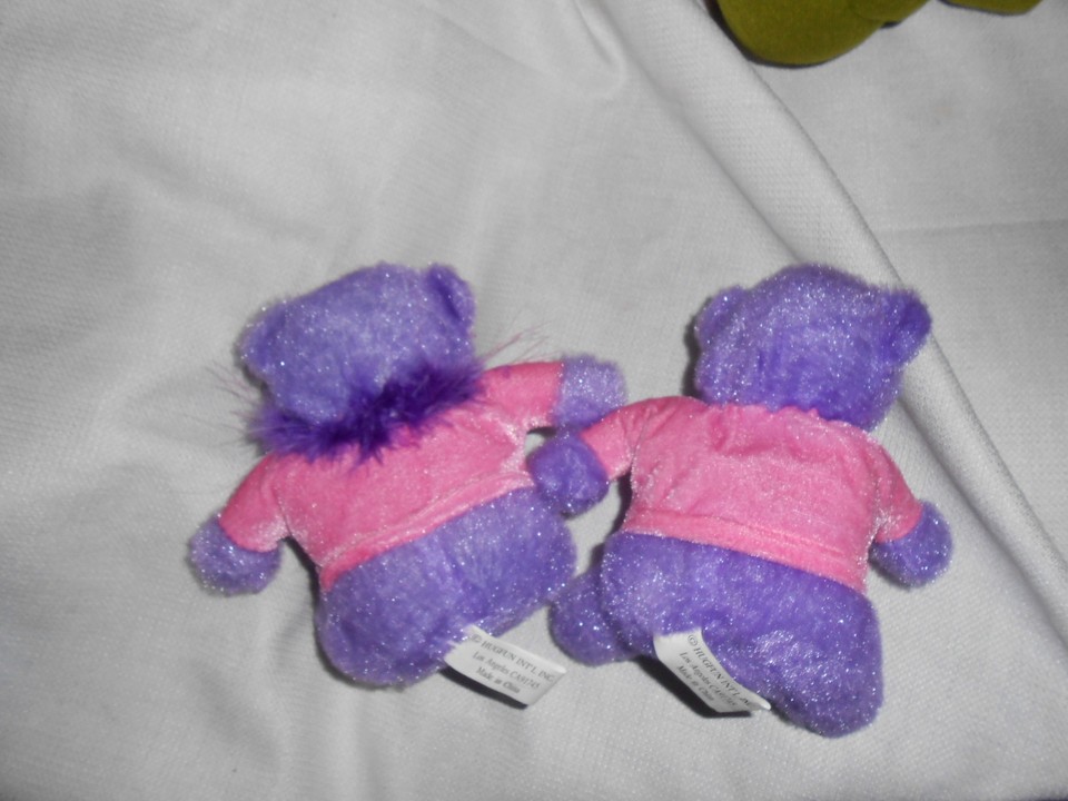 HUGFUN HUG FUN PINK PURPLE TEDDY BEAR BOY GIRL SPARKLE SET 2 LOVEY 7 ...