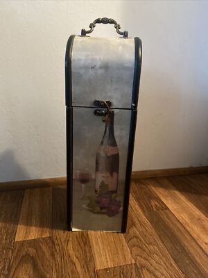 Rare Vintage Wooden Wine Box Carry Holder Burgundy Velvet Lining ...