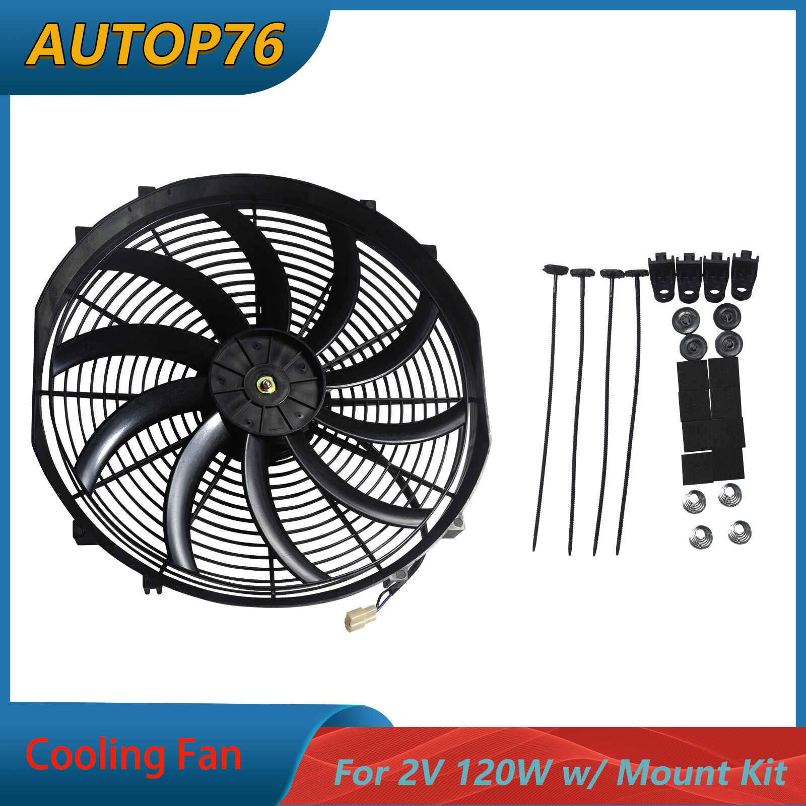 16" Universal Slim Fan Push Pull Electric Radiator Cooling 12V 120W w ...