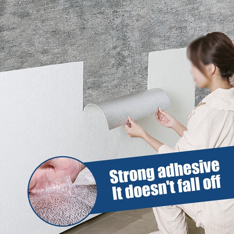 5X 3M Thick Self-Adhesive Thermal Insulation Wallpaper Plain Linen Wall ...