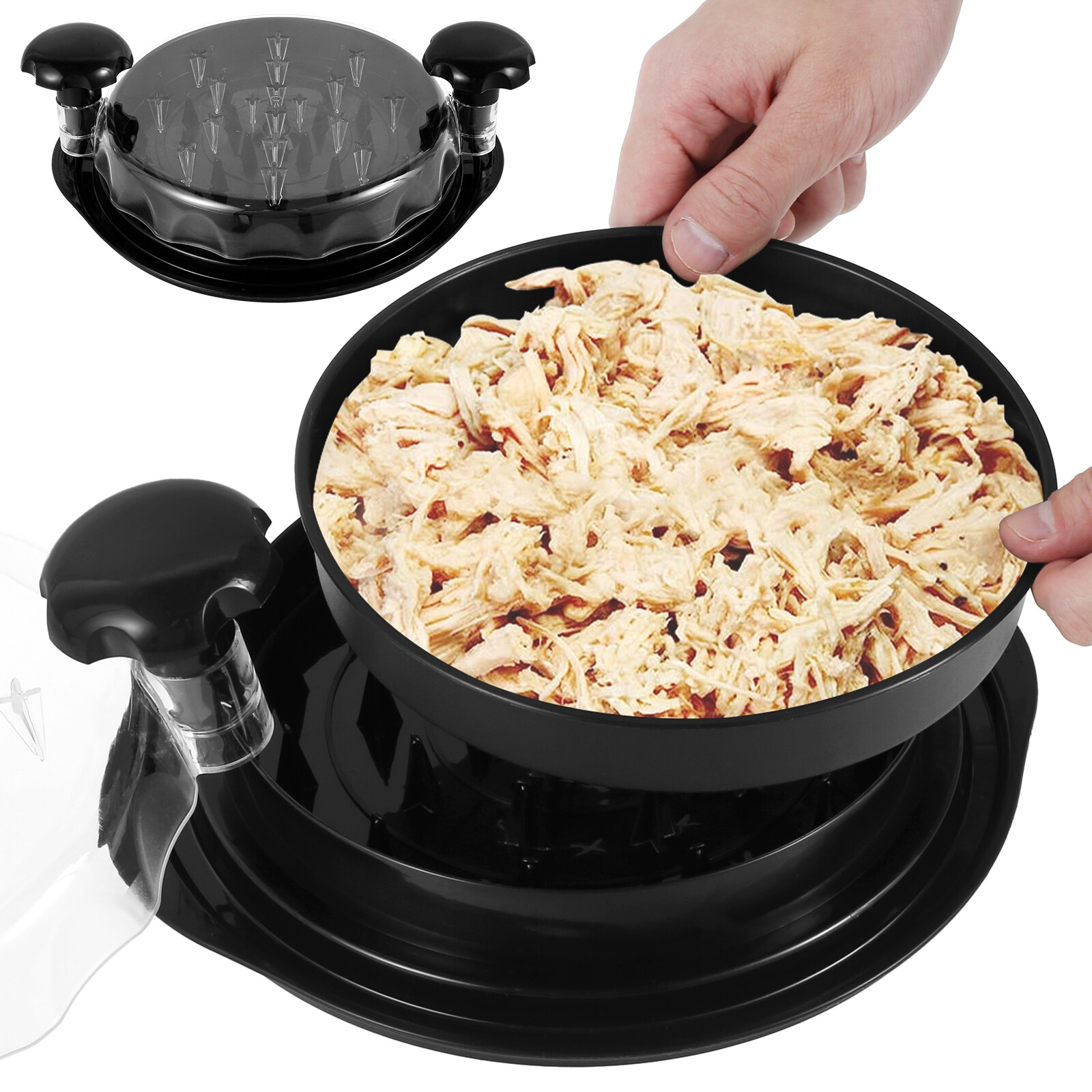 Chicken Shredder with Transparent Lid and Isolation Tray Ergonomic Tool ...