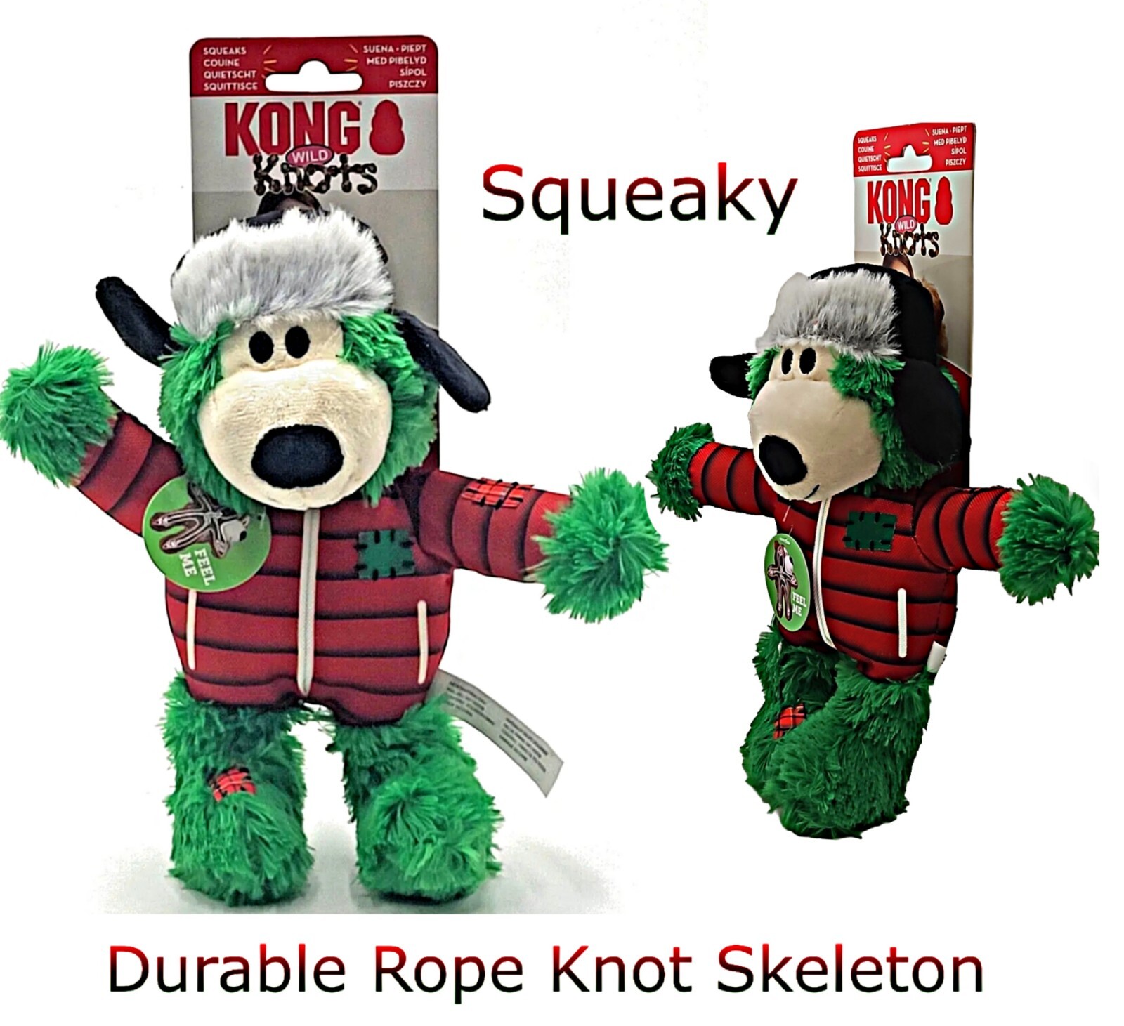 KONG Holiday Wild Knots Christmas Bear, Green Durable Rope Knot ...