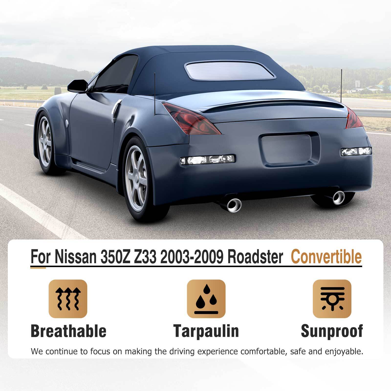 A-Premium Blue Convertible Soft Top & Plastic Window for Nissan 350Z ...