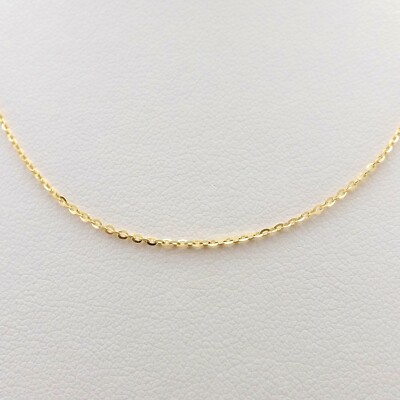 18k Gold 750 Italian Diamond Cut Cable Link Pendant Chain Necklace New ...