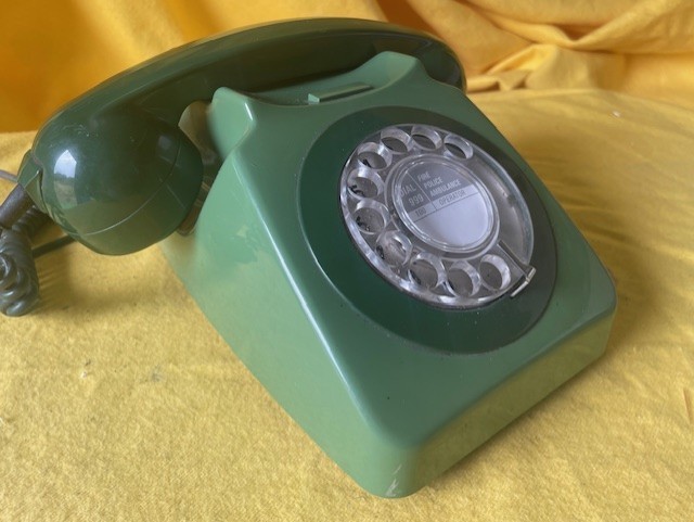 vintage retro telephone "GPO' Rotary phone two tone green chrome dialer ...