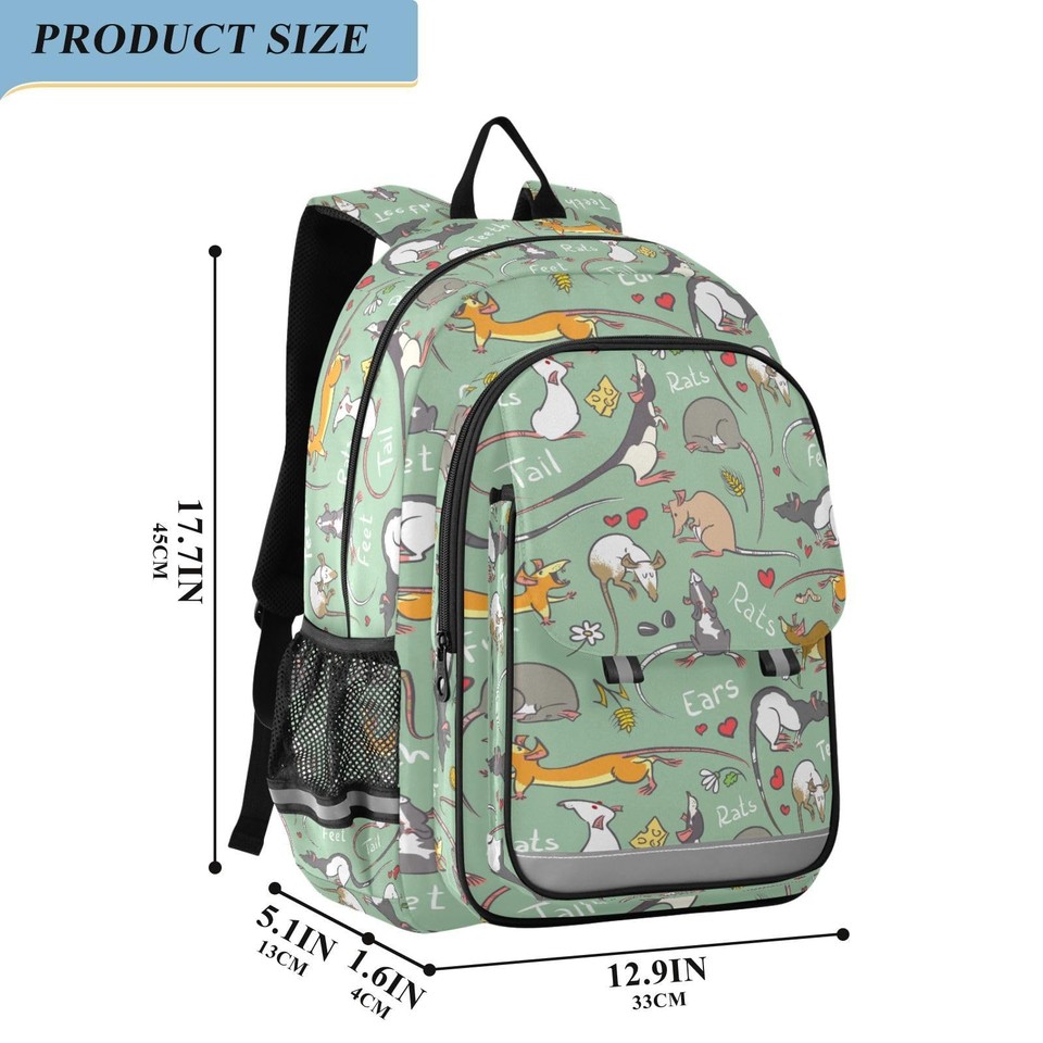 Cute Rat Cartoon Backpack Girls Boys Elementary School Bags Bookbags ...