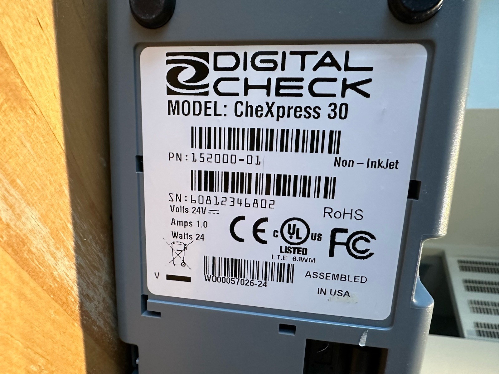 Digital Check CX30 CheXpress 30 Check Scanner 152000-01 | eBay