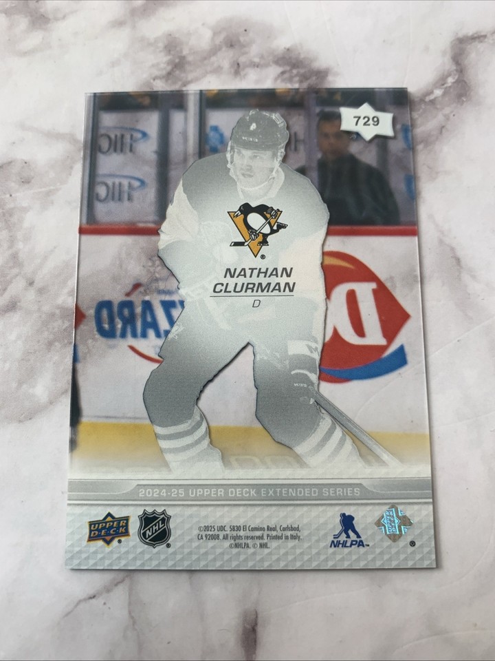 Nathan Clurman 2024-25 Upper Deck Extended Young Guns Clear Cut RC Card ...