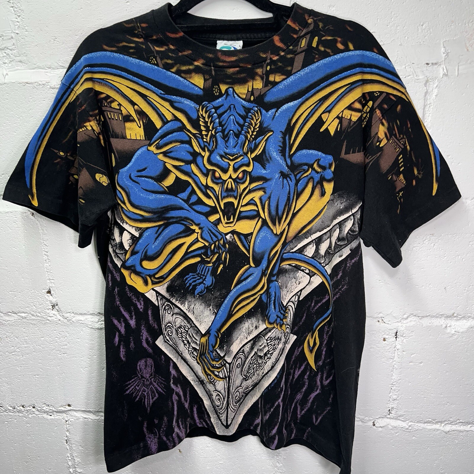 VTG LIQUID BLUE 1995 Gargoyle All-Over Print Single S… - Gem