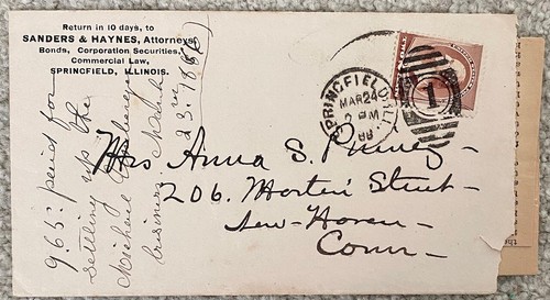 1880s? 2c Sanders Haynes ADV+ Newspaper Clip Springfield Illinois to ...