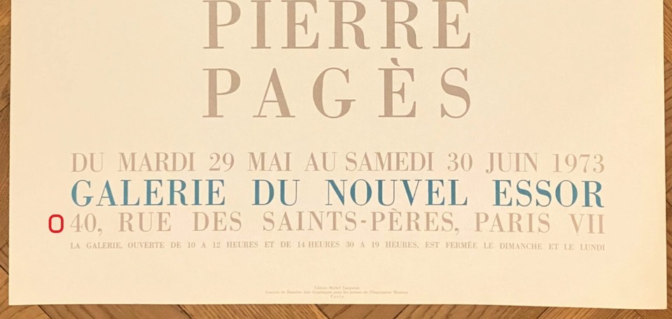 PIERRE PAGÈS EXHIBITION ART POSTER PRINT GALERIE DU NOUVEL ESSOR PARIS ...