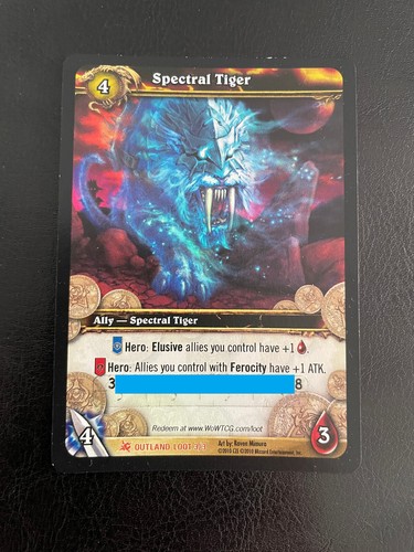 SPECTRAL TIGER Loot Card World of Warcraft **USED CODE** WoW TCG Game ...