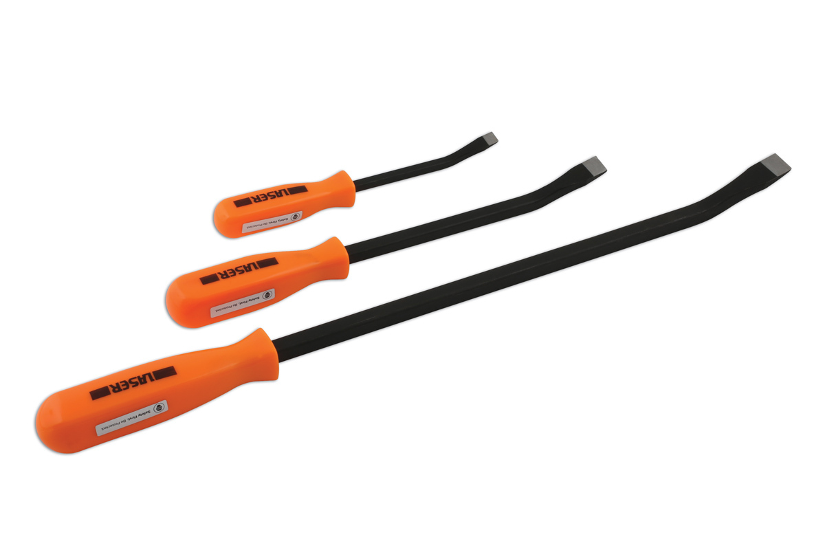 3 X BRIGHT ORANGE HANDLES COMFY GRIP PRY BAR CROWBAR SET 200mm 300mm ...