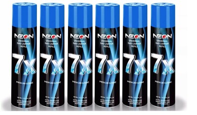 6 Can Neon 7X Refined Butane Lighter Gas Fuel Refill 300 mL 10.14 oZ ...