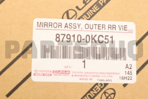 879100KC51 Genuine Toyota MIRROR ASSY OUTER R 87910-0KC51 | eBay