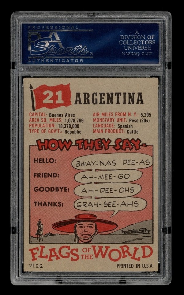 1956 Flags Of World Set-Break # 21 Argentina PSA 8 NM-MT | eBay