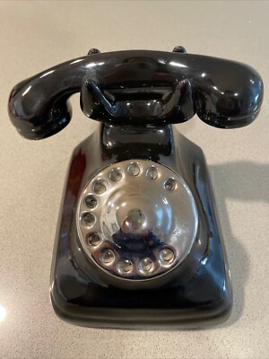 Decorative Ceramic Rotary Phone Figurine, 5 in. Tall, Glossy Black, EUC ...