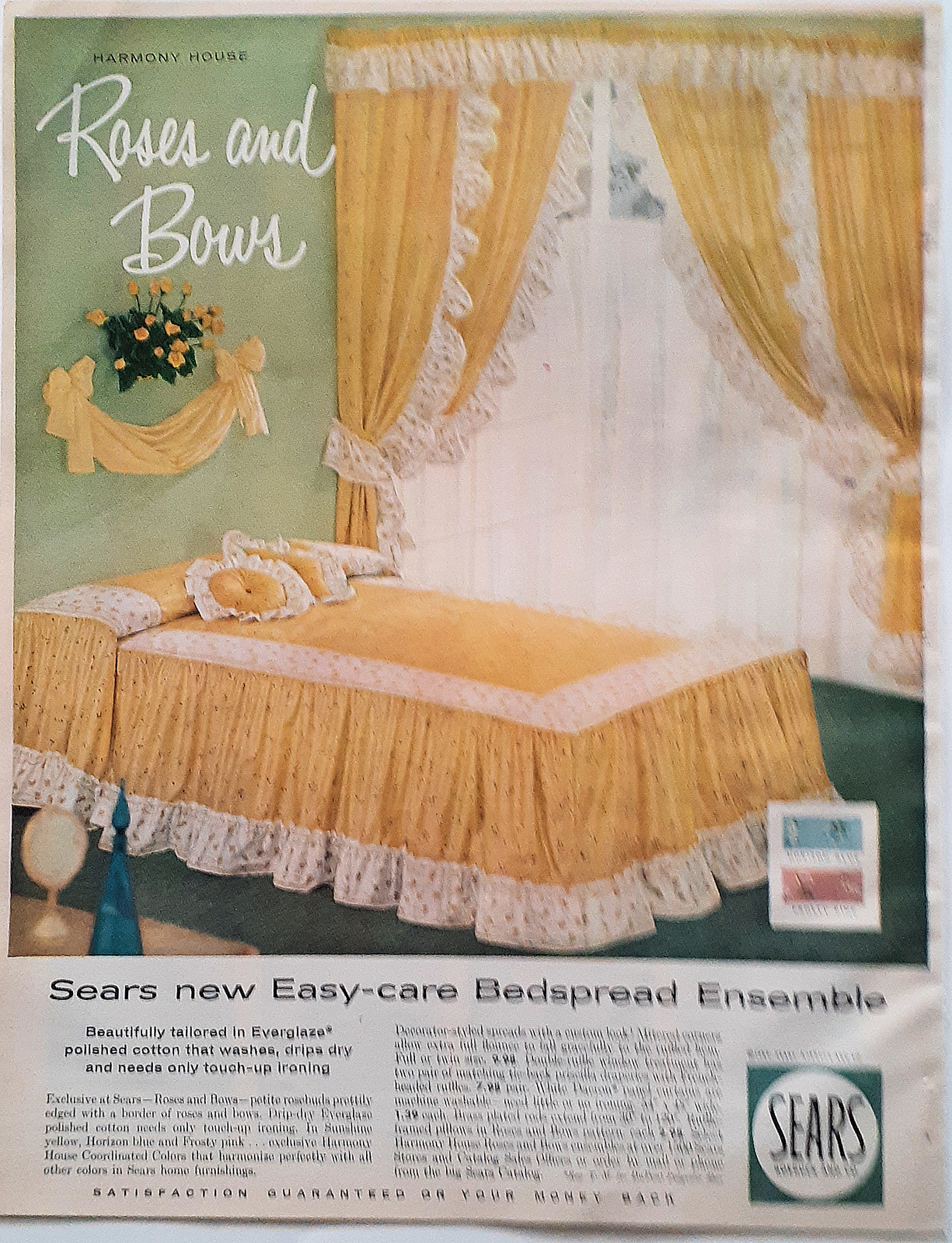 Vintage 2 Sided Sears Bedding & Gold Bond Building Ad May 1959 BH&G ...