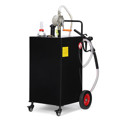 30 Gallon Fuel Gas Caddy Diesel Oil Transfer Tank 4 Wheels Portable ...