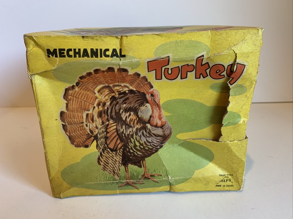 VINTAGE Alps TIN LITHO TOY WIND UP BIRD TURKEY Japan Boxed Works | eBay