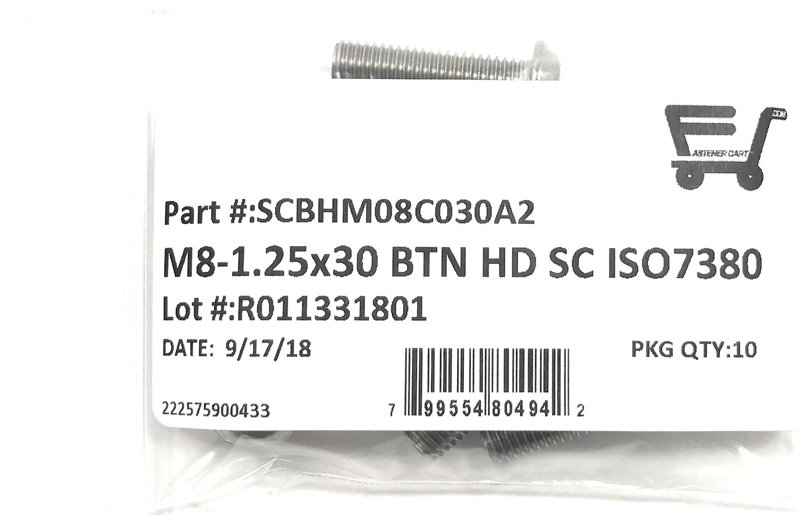 (10) M8 x 1.25 x30 Stainless Steel Button Head Socket Cap Screws ...