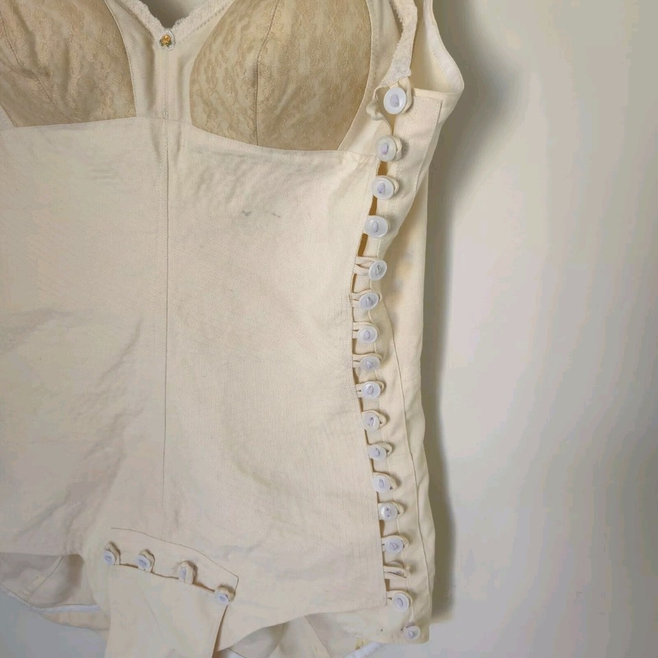 Vintage 1950s Button Up Bodysuit/ Girdle/ Body Shaper Large | eBay