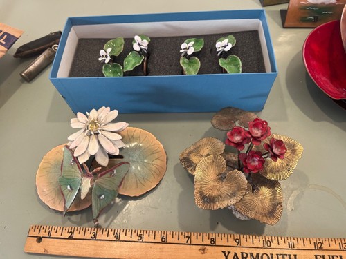 MCM modernist eames era Bovano Cheshire CT enamel copper figural ...