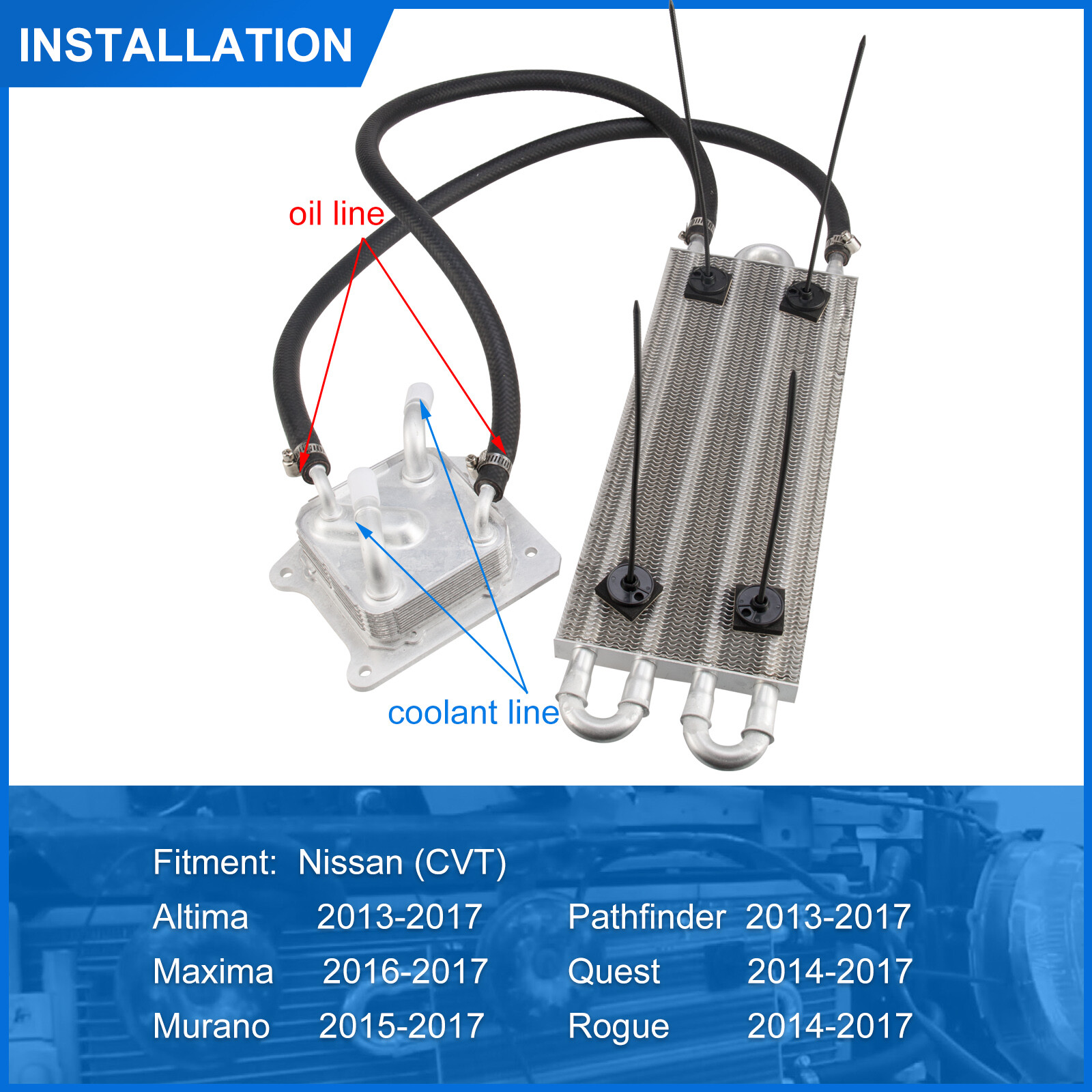 CVT Transmission Oil Cooler Kit 21606-1XF0A For 2013-2017 Nissan Rogue ...