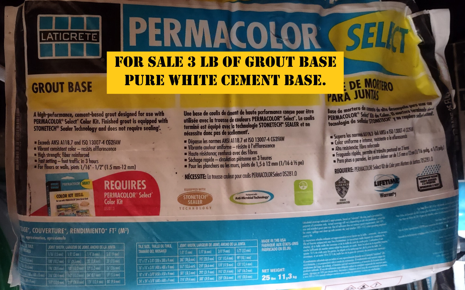 LATICRETE PERMACOLOR Select Grout Base 3lbs Size Bag | eBay