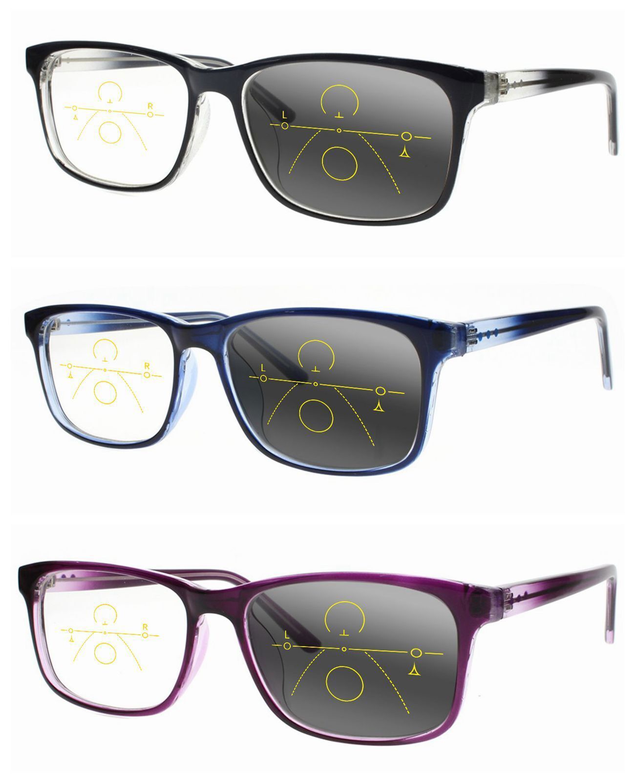 Men Women Multifocal Progressive Acetate Transition Photochromic ...