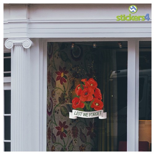 Lest We Forget Poppy Static Cling Window Sticker Large- Remembrance Day ...