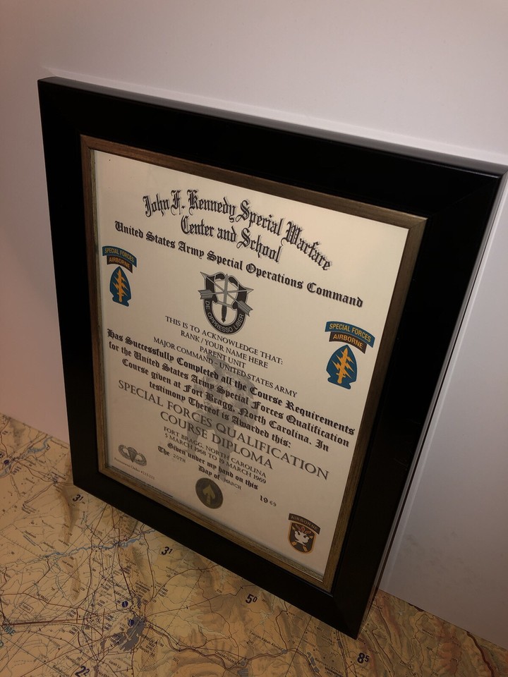 U.S. ARMY / SPECIAL FORCES Q-COURSE DIPLOMA (COMMEMORATIVE CERTIFICATE ...