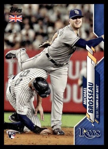 2020 Topps UK Edition Michael Brosseau Rookie Blue #'d /75 76 Tampa Bay Rays | eBay